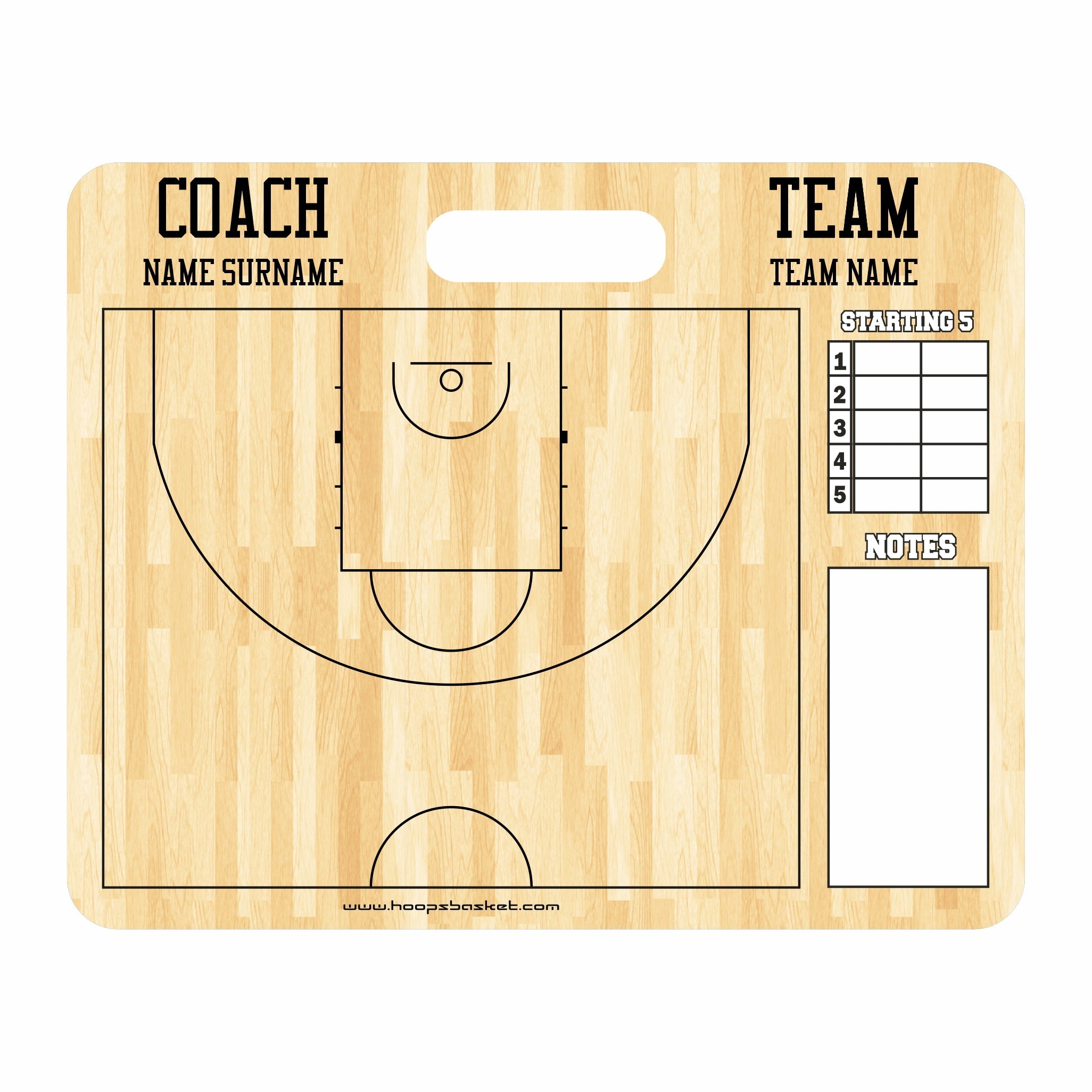 FIBA Amerikan Tipi Basketbol Taktik Tahtası - 40x32cm (Kişiye Özel)